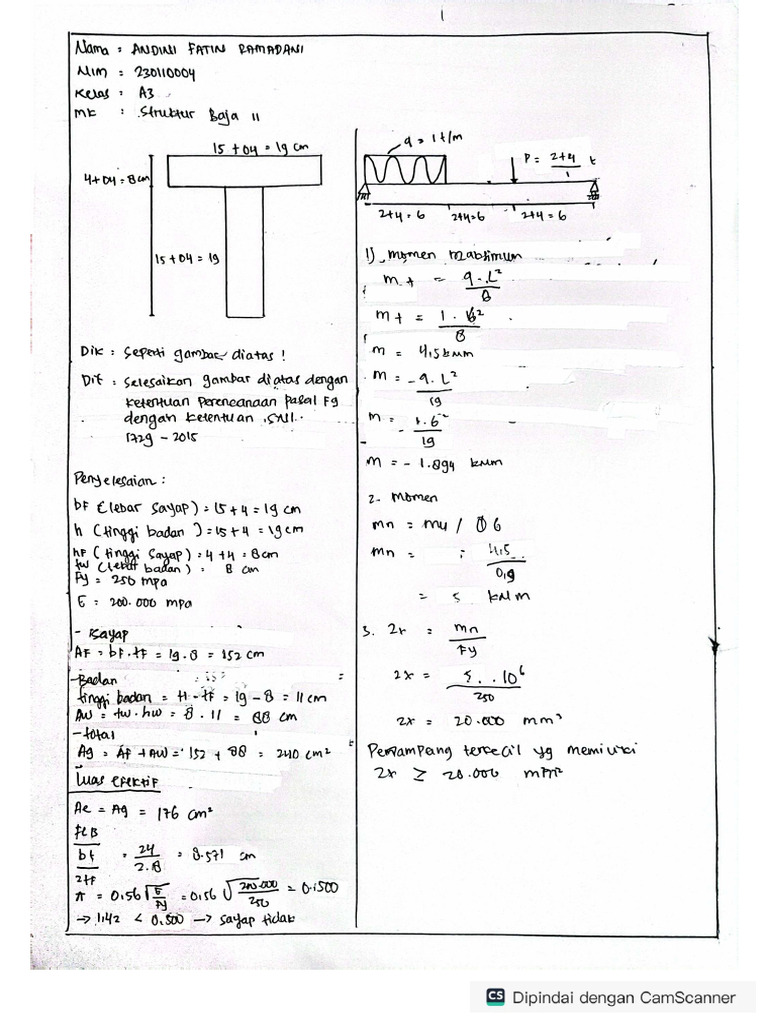 Andini Fatin Ramadani - 230110004 - A3 Struktur Baja | PDF
