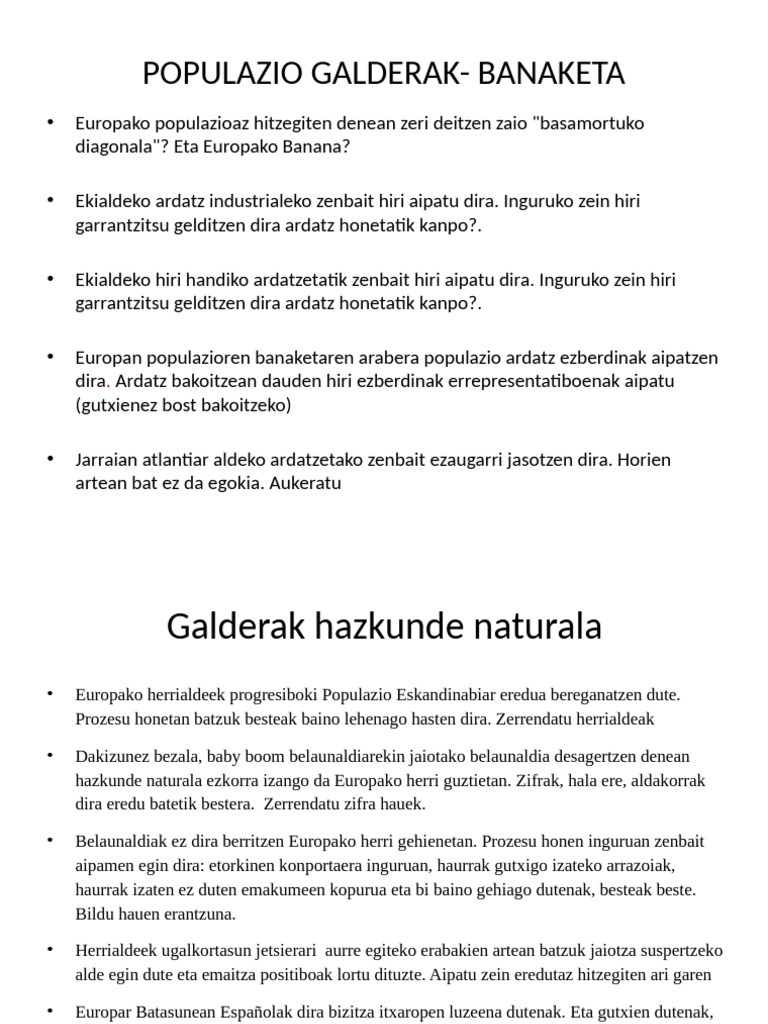 Populazio Galderak | PDF