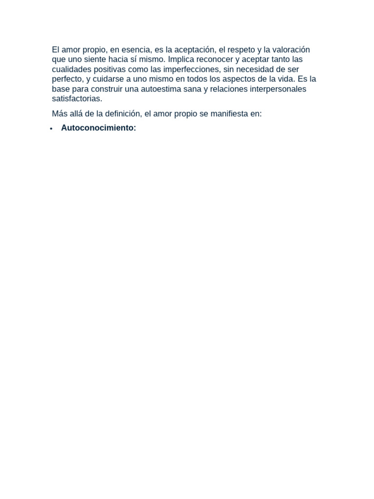 El Amor Propio | PDF