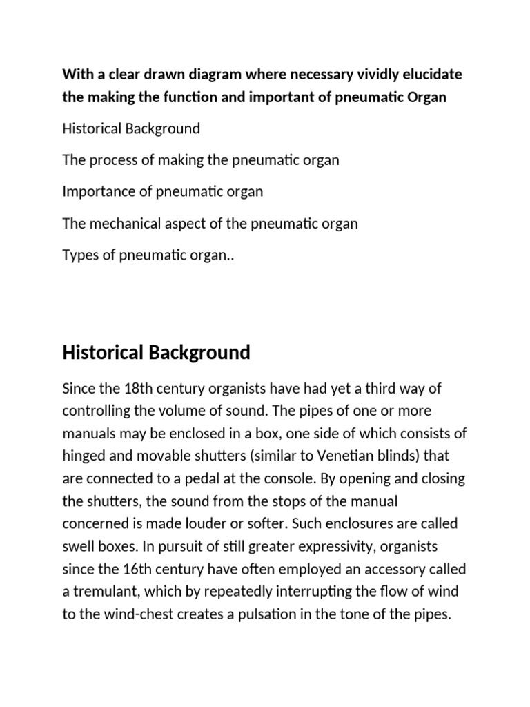 Pneumatic Organ Assignment | PDF | Aerophones | Musical Instruments