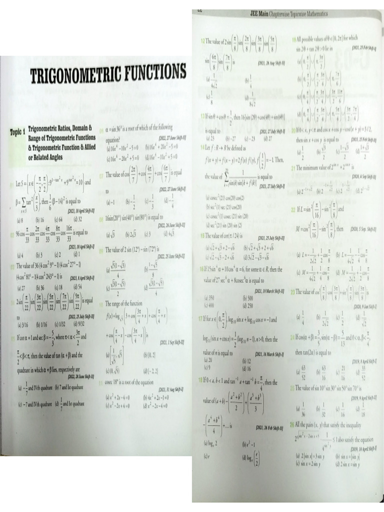 Trigonometry Identity And Equation Pyq Pdf Trigonometric Functions Mathematical Objects