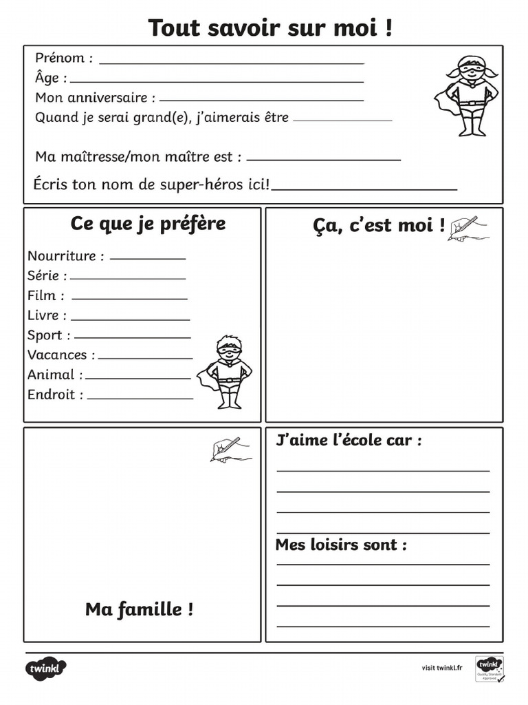 FR T T 8487 Feuille Dactivite Tout Savoir Sur Moi French Ver 3 | PDF