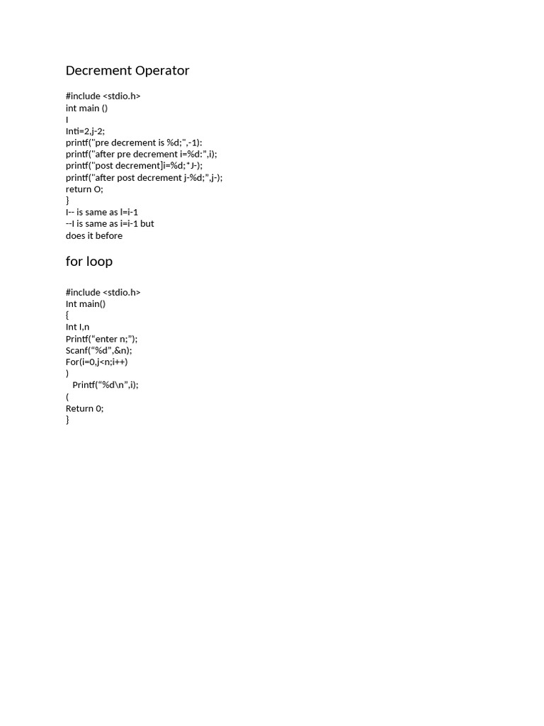Decrement Operator | PDF