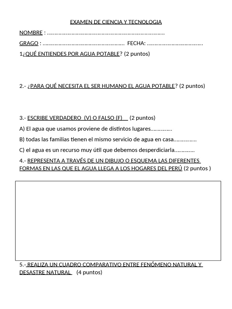 Examen de Ciencia y Tecnologia | PDF