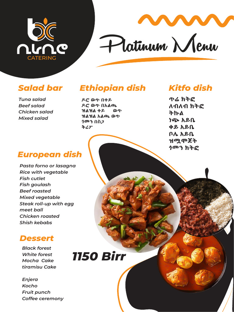 Birabiro Catering Menu Package | PDF | Salad | Steak