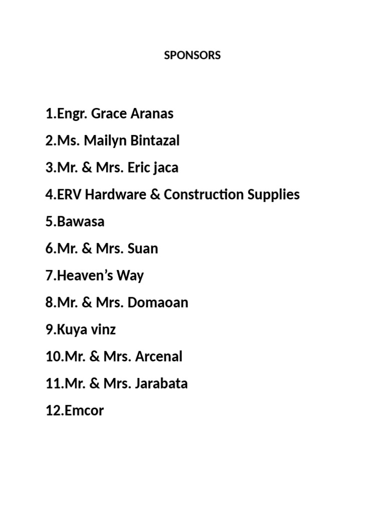 List of Event Sponsors | PDF