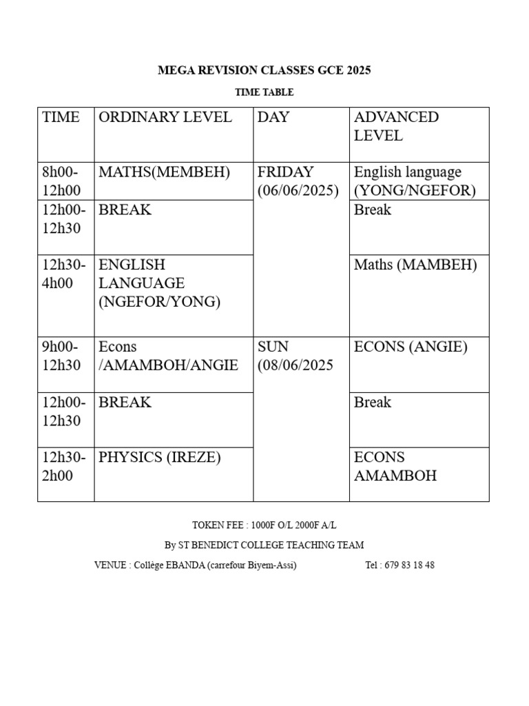 Mega Revision Classes Gce 2025 | PDF