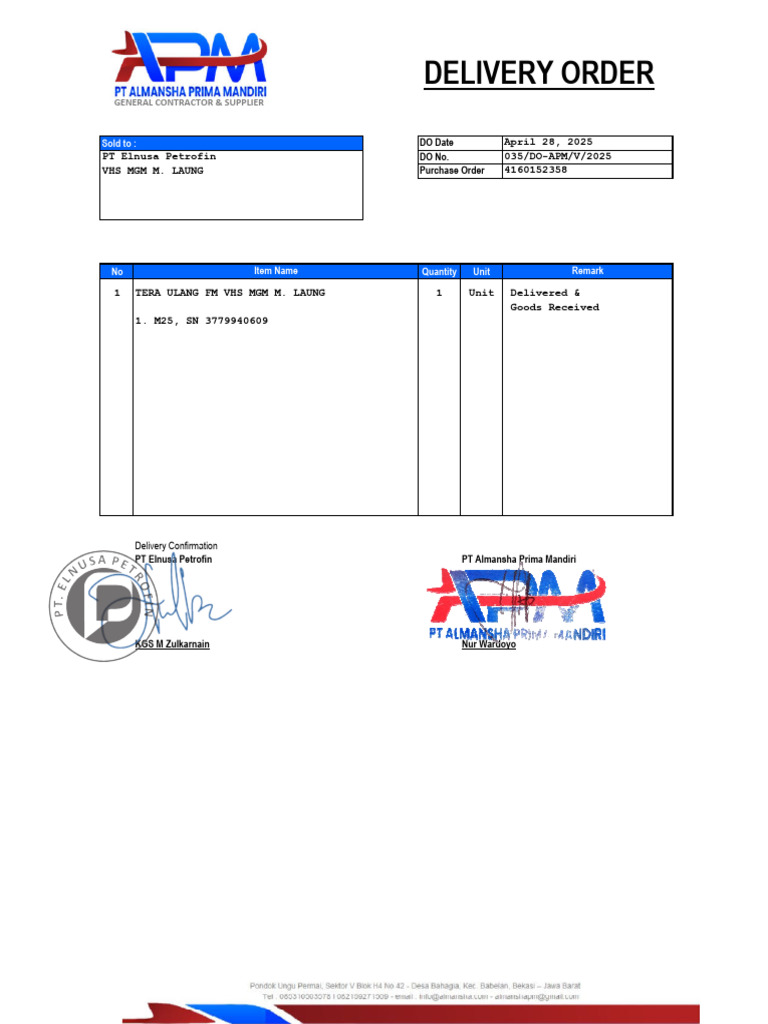 Do 35 Apm - 1. Epn - Po 4160152358 Tera MGM | PDF