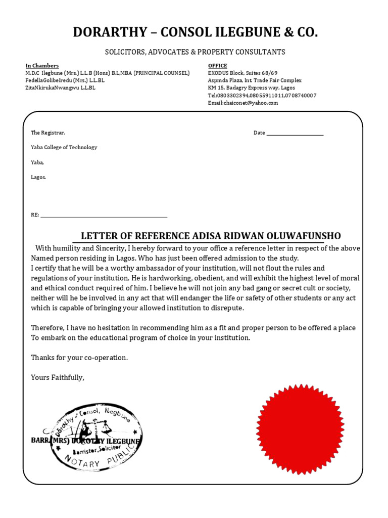 Adisa Ridwan Oluwafunsho Lawyer | PDF