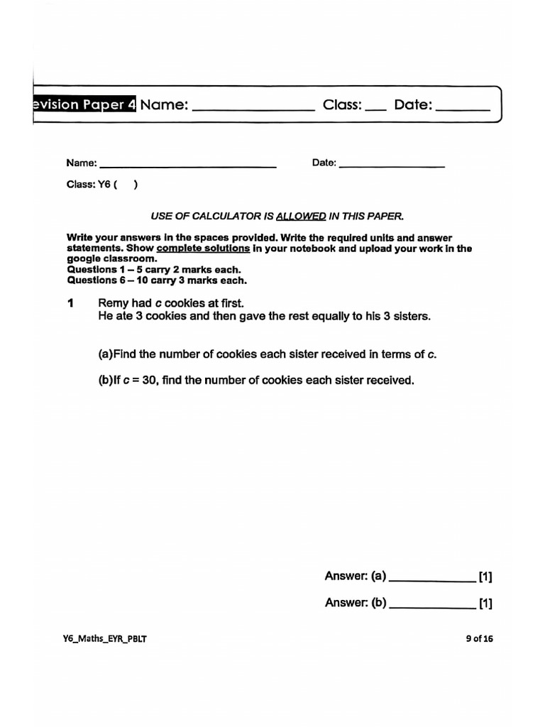 Psle Rev Paper 4 | PDF