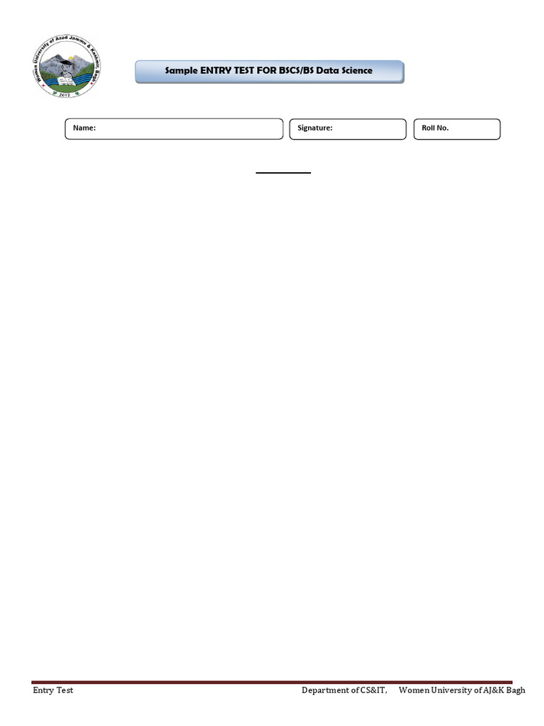 Entry Test Sample BSCS | PDF | Universe | Matter