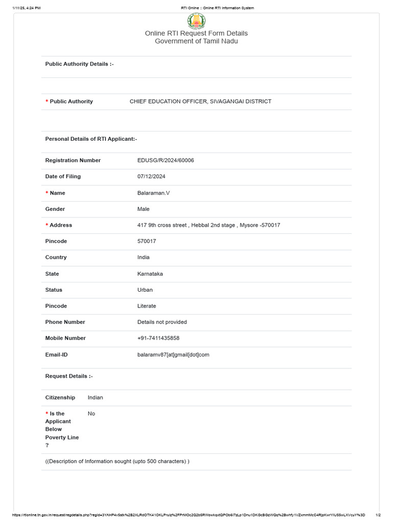 1.RTI Application | PDF