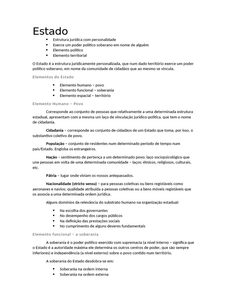 Elementos e Funções do Estado Moderno | PDF | Constituição | Cortes ...