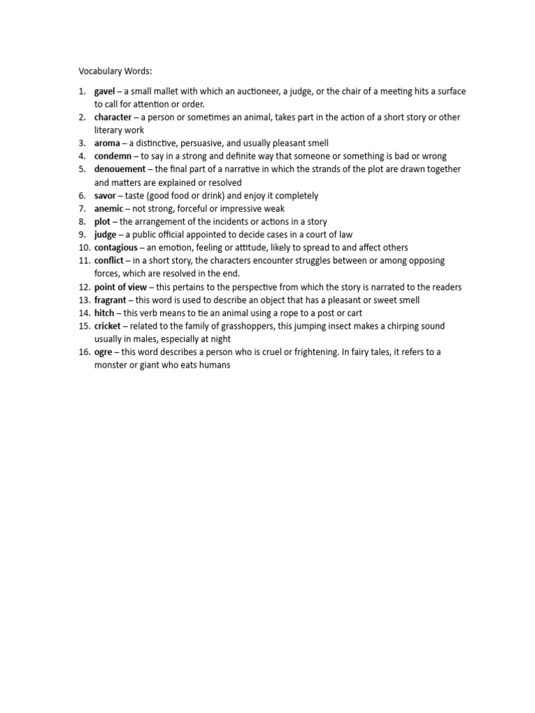 Vocabulary Words With Meaning Notes | PDF