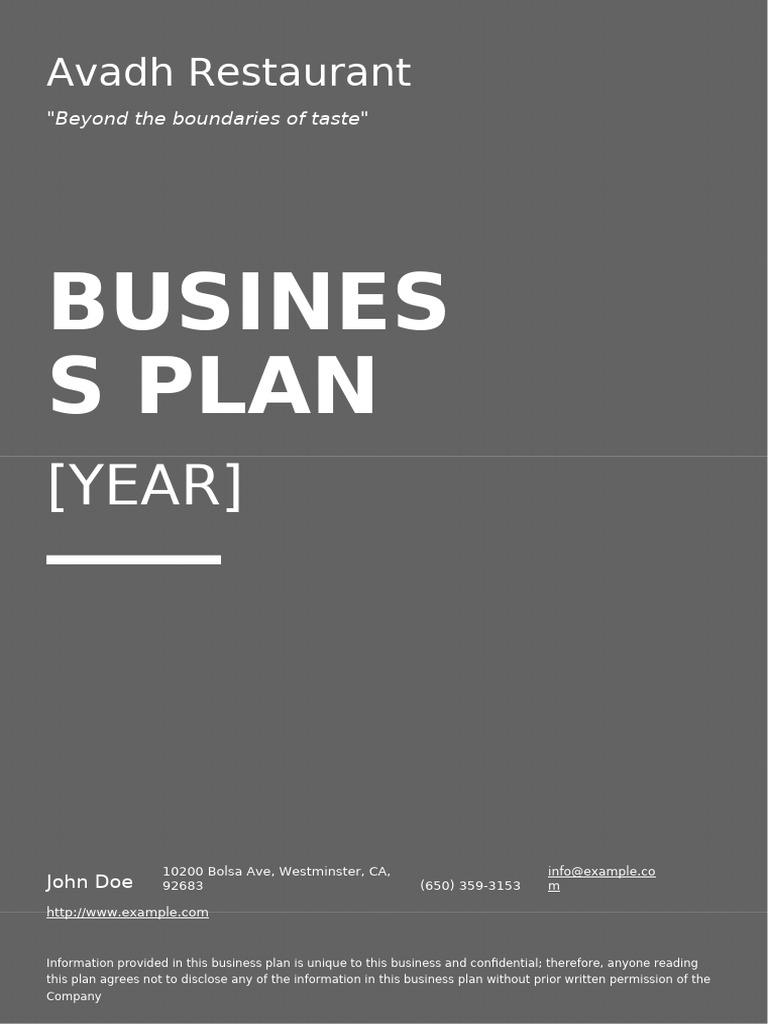 Restaurant Business Plan Example | PDF | Thai Cuisine | Gross Margin