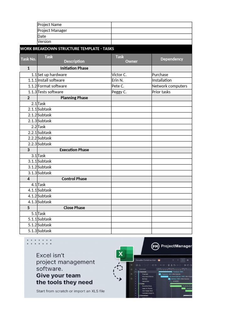 Work Breakdown Structure Template | PDF | Computing | Systems Engineering