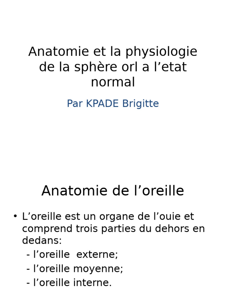 Anatomie de la sphère ORL normale | PDF | Oreille | Son