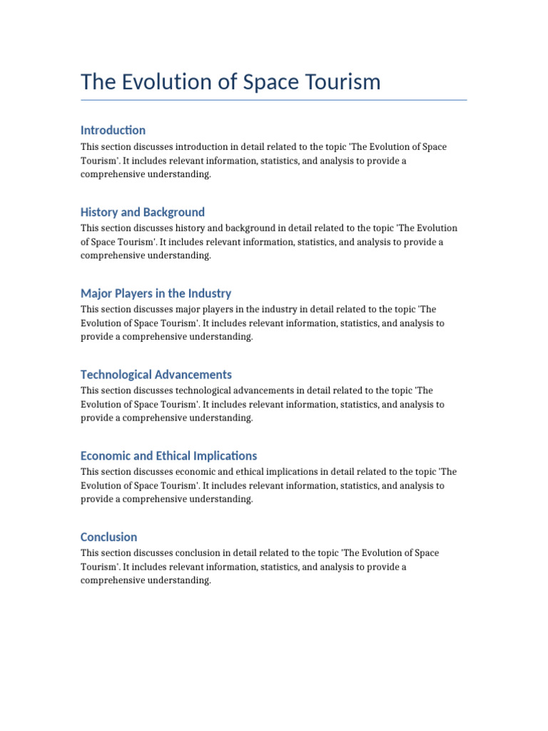 Report 3 The Evolution of Space Tourism | PDF