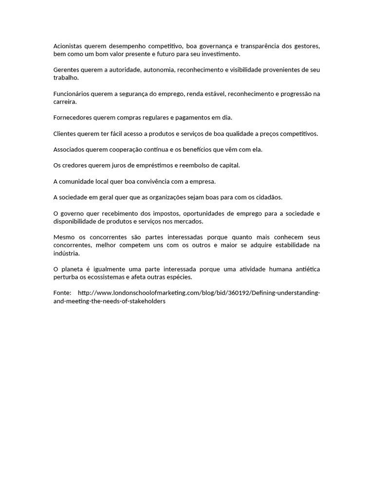 Necessidade Das Partes Interessadas | PDF