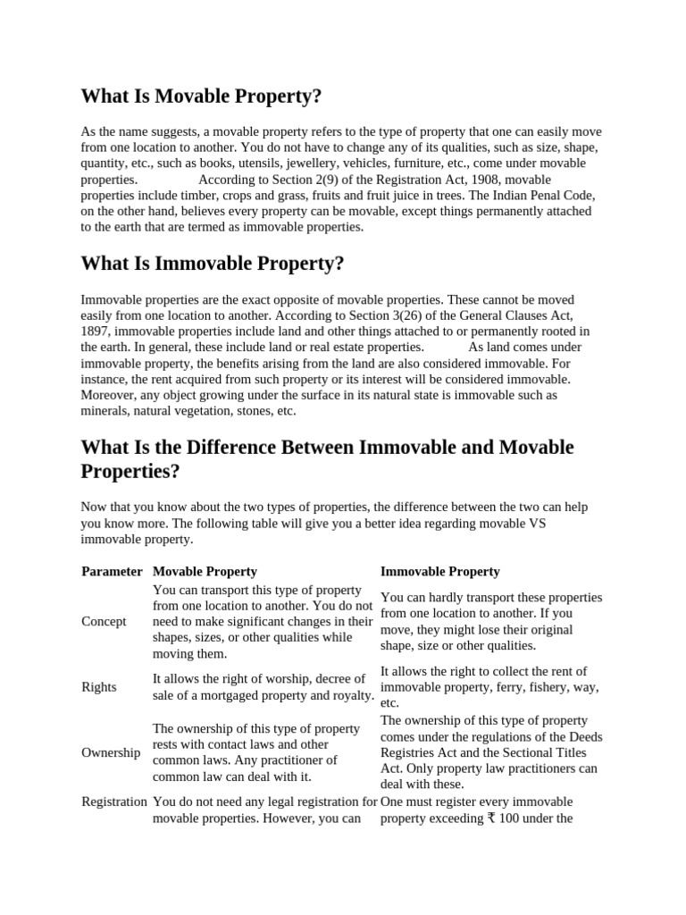 What Is Movable Property | PDF | Property | Real Property