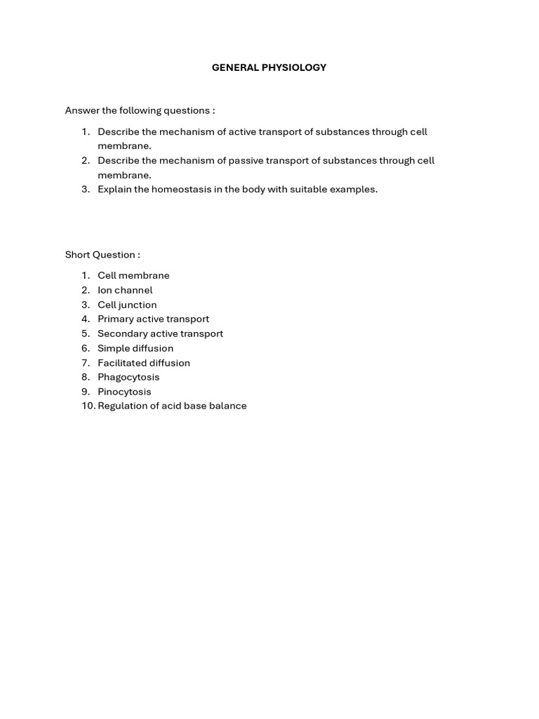 General Physiology | PDF