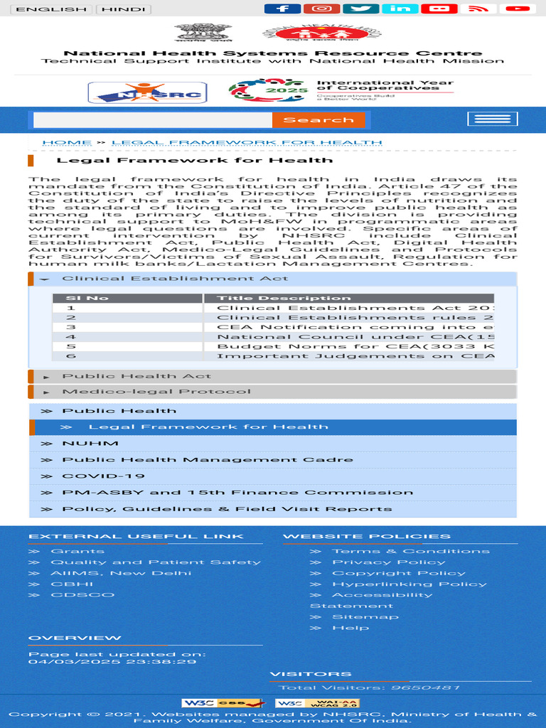 Legal Framework For Health National Health Systems Resource Centre | PDF