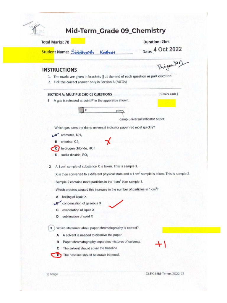 Checked Chemistry Mid Term | PDF