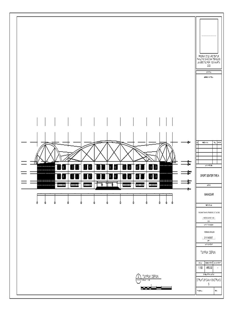 Rencana Tampak Depan Sport Center Makassar | PDF