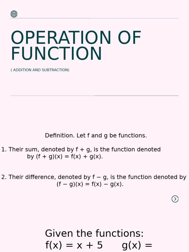 Operation of Function Addition and Subtraction | PDF