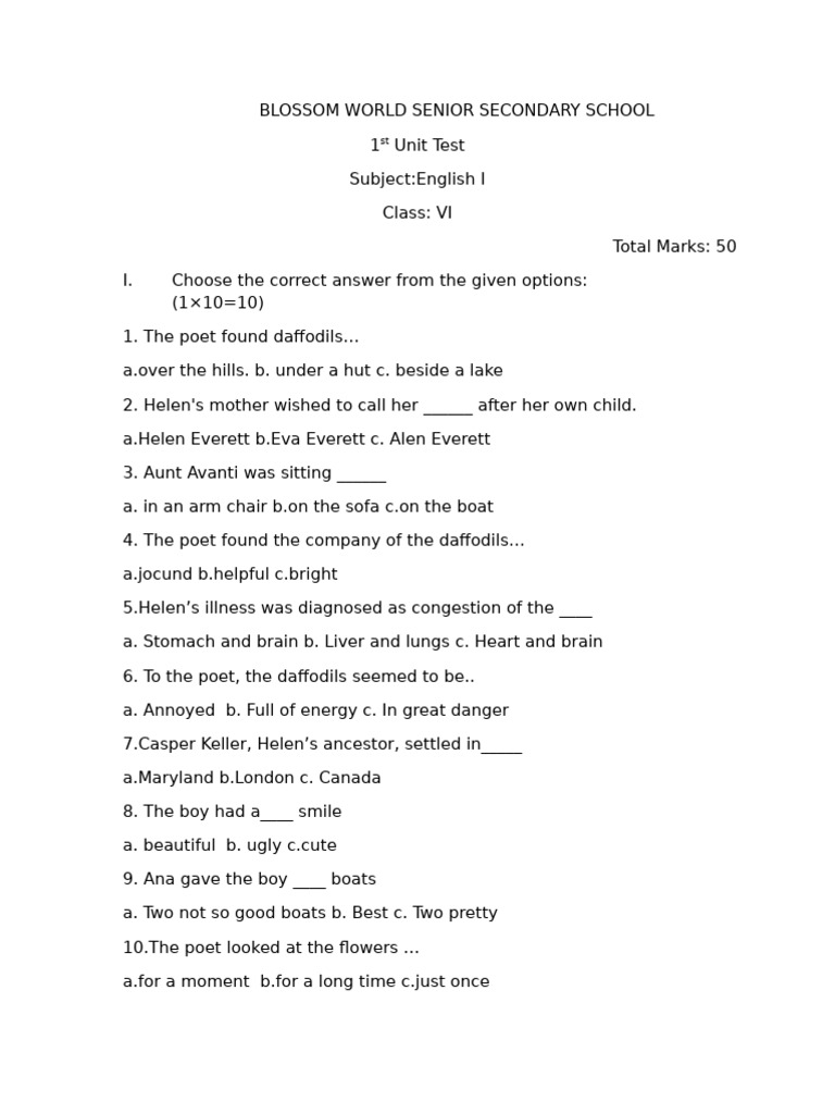 class 6 eng 1 2025 | PDF