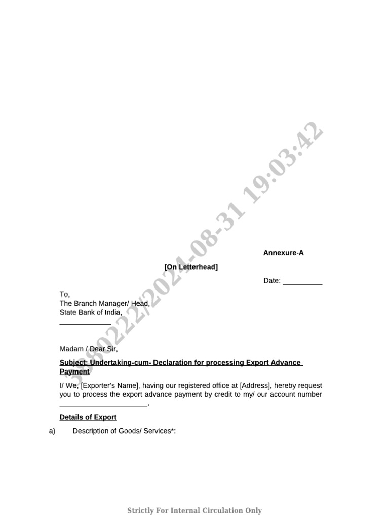 Adv Payment For Export Format | PDF