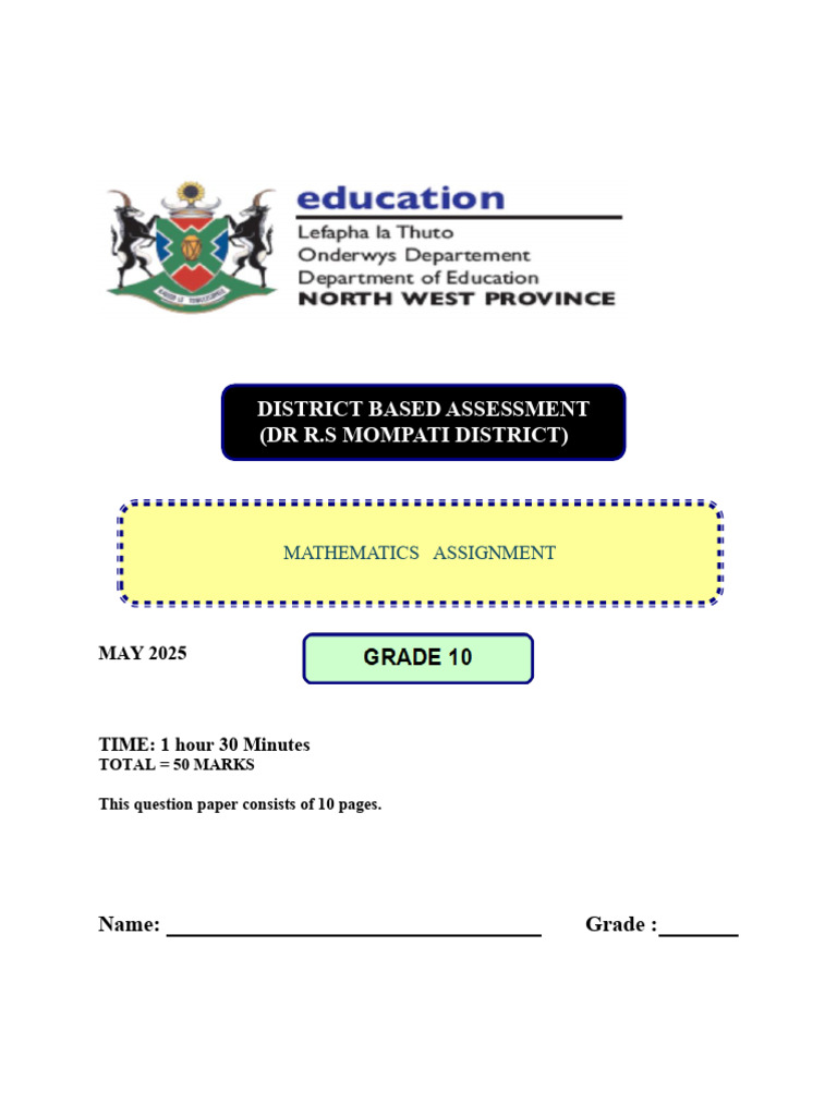 Grade 10 Assignment Term2 2025 | PDF | Chess | Chess Theory