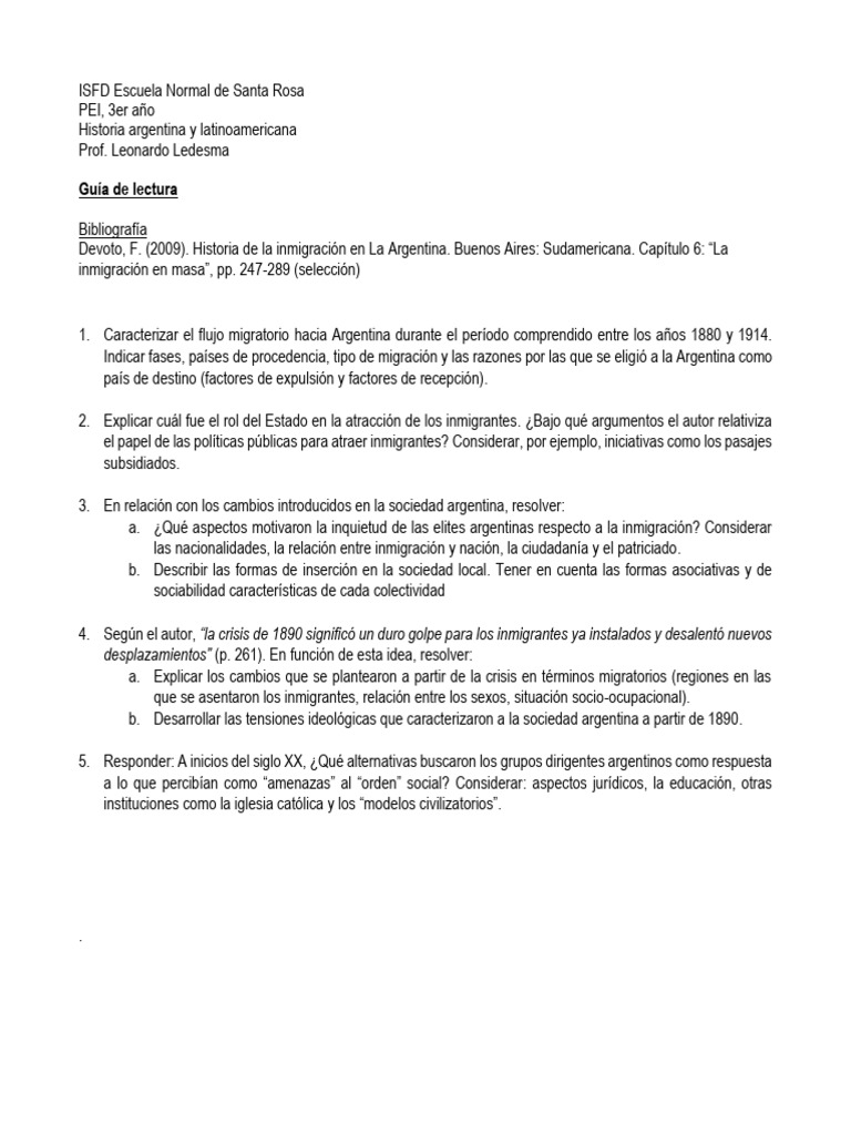 Guia de Lectura Devoto | PDF