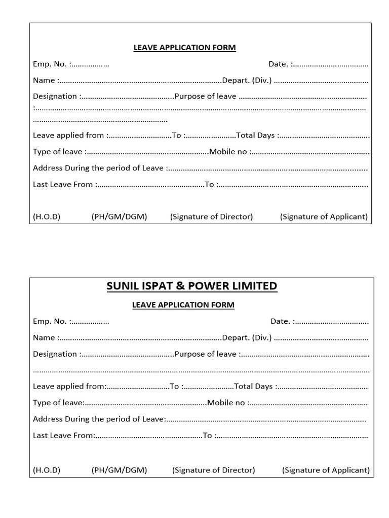 Leave Application Form Template | PDF