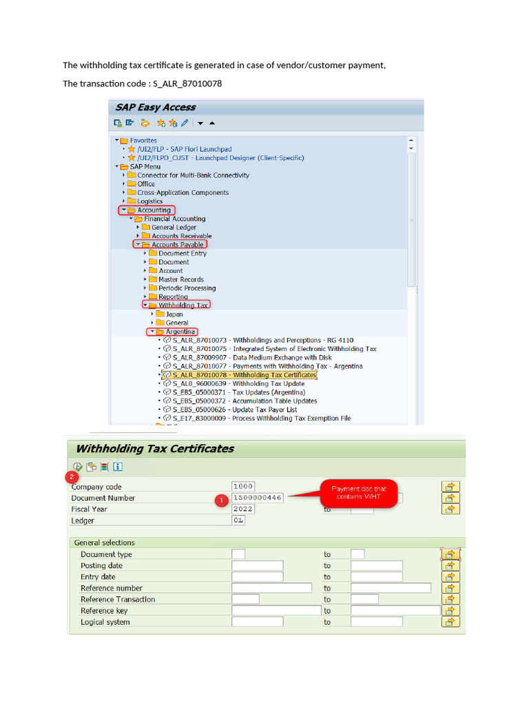 Withholding Tax Certificate in SAP | PDF