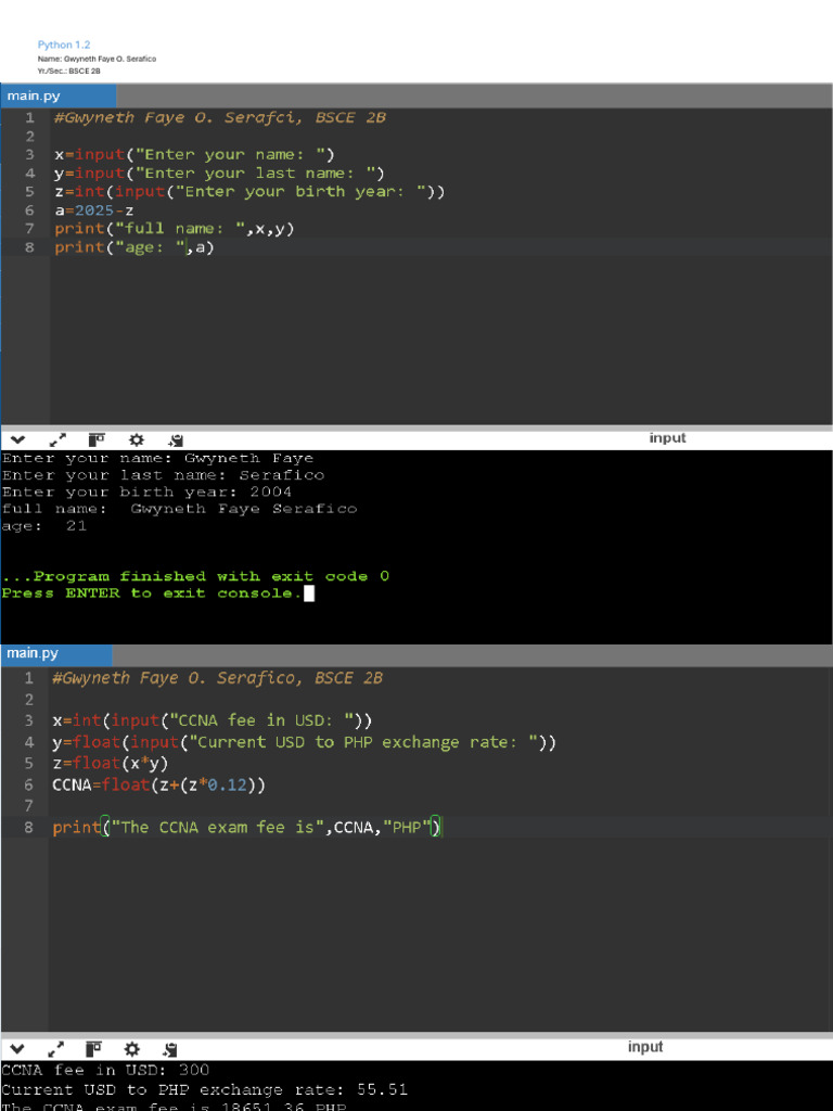 Phyton Activity (1.2) | PDF