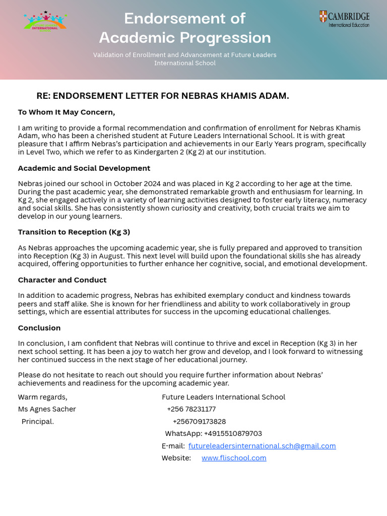 Endorsment Letter For Nebras | PDF | Learning | Education Theory