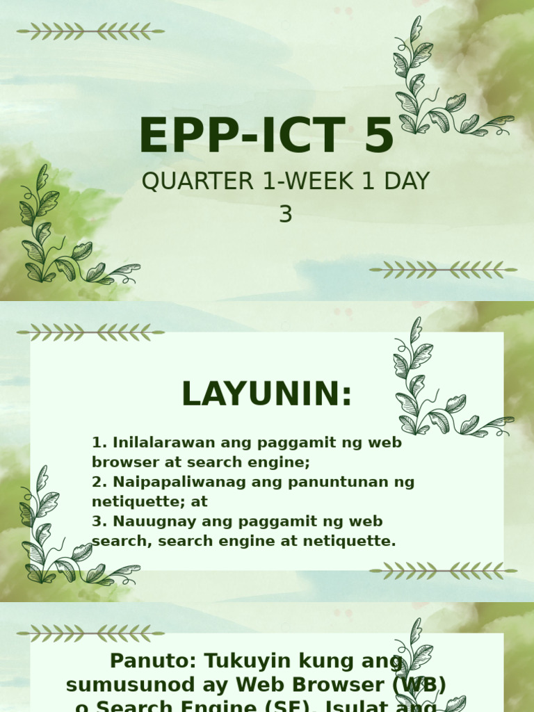 q1 Epp-Ict 5 Week 1 Day 3 | PDF