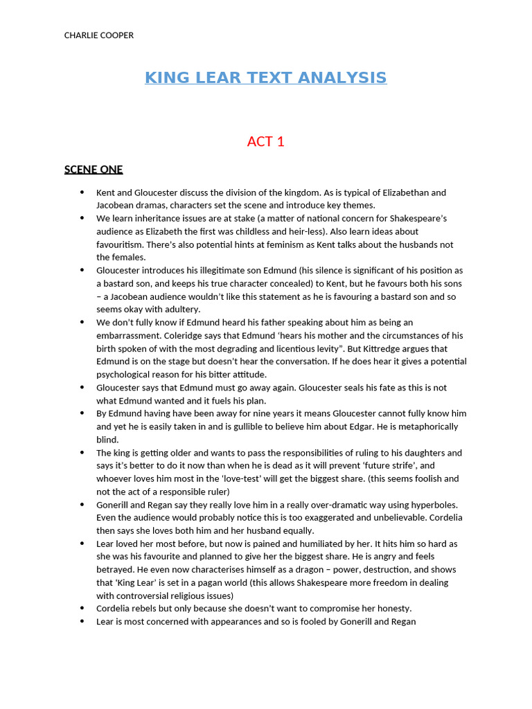 King Lear Text Analysis | PDF | King Lear