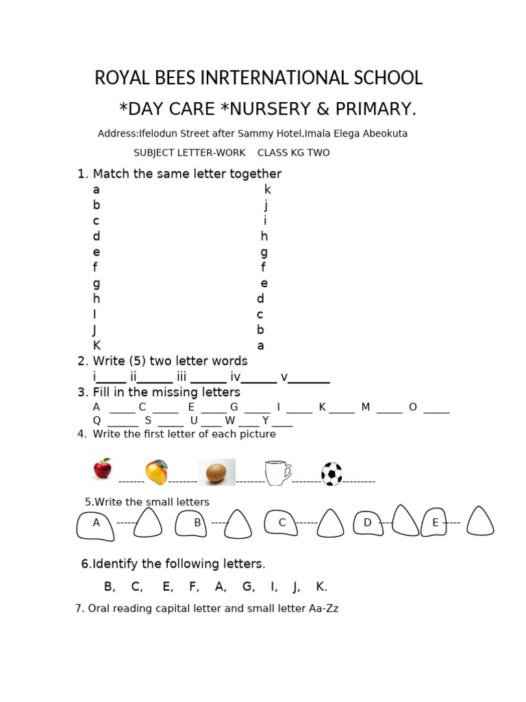 Letter Writing KG Two | PDF