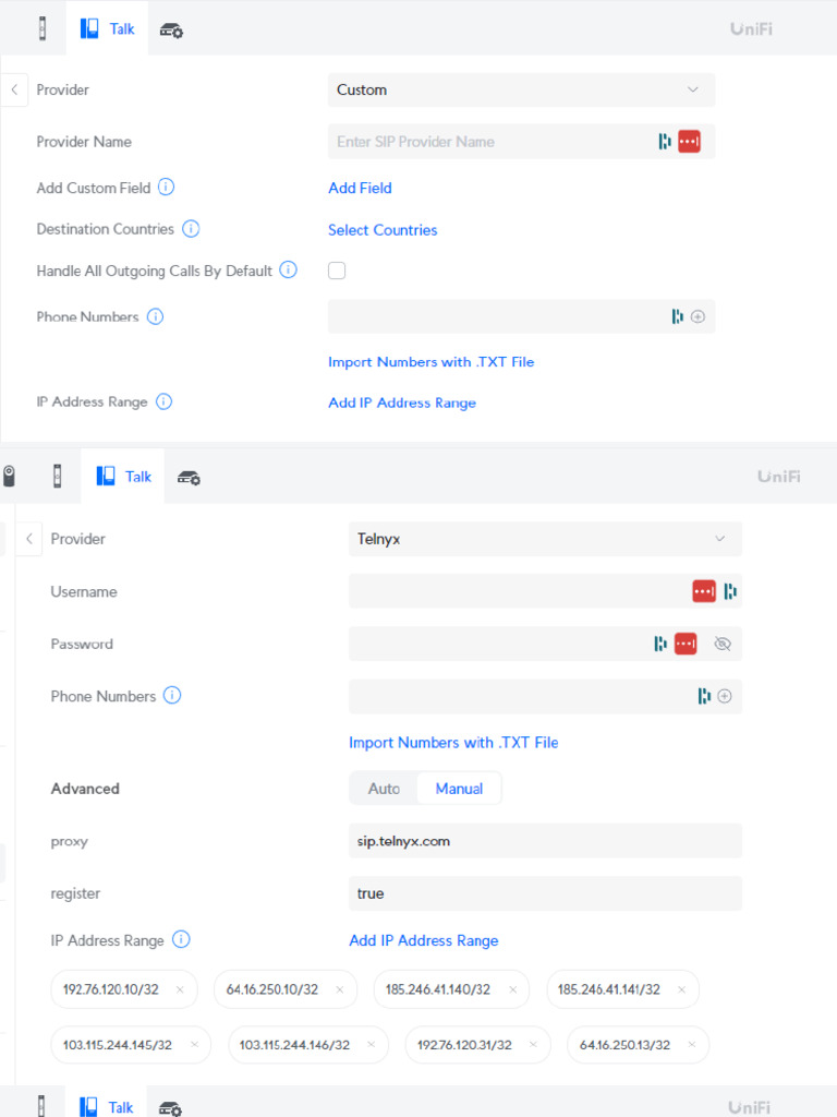 Configuration SIP Unifi-Talk | PDF