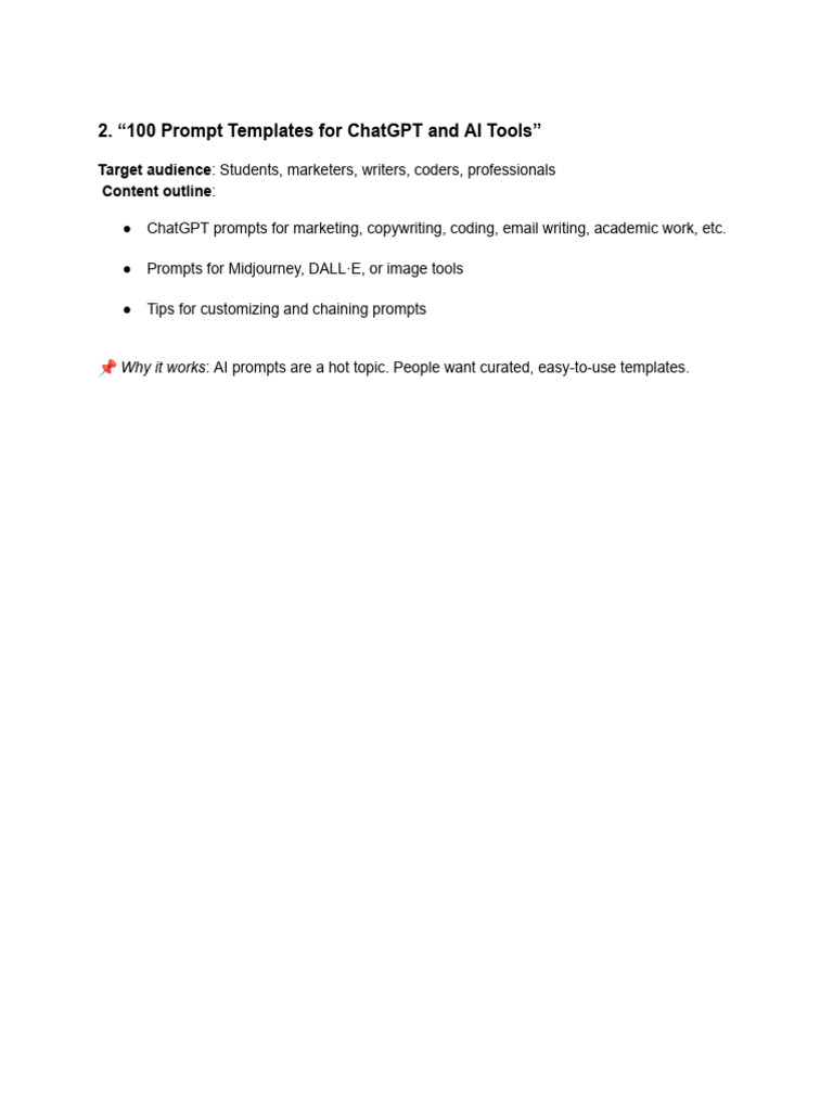 100 Prompt Templates For ChatGPT and AI Tools | PDF