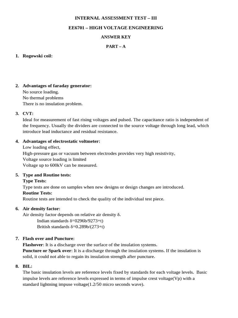 Iat3 Hve Answer Key | PDF | Voltage | Metrology