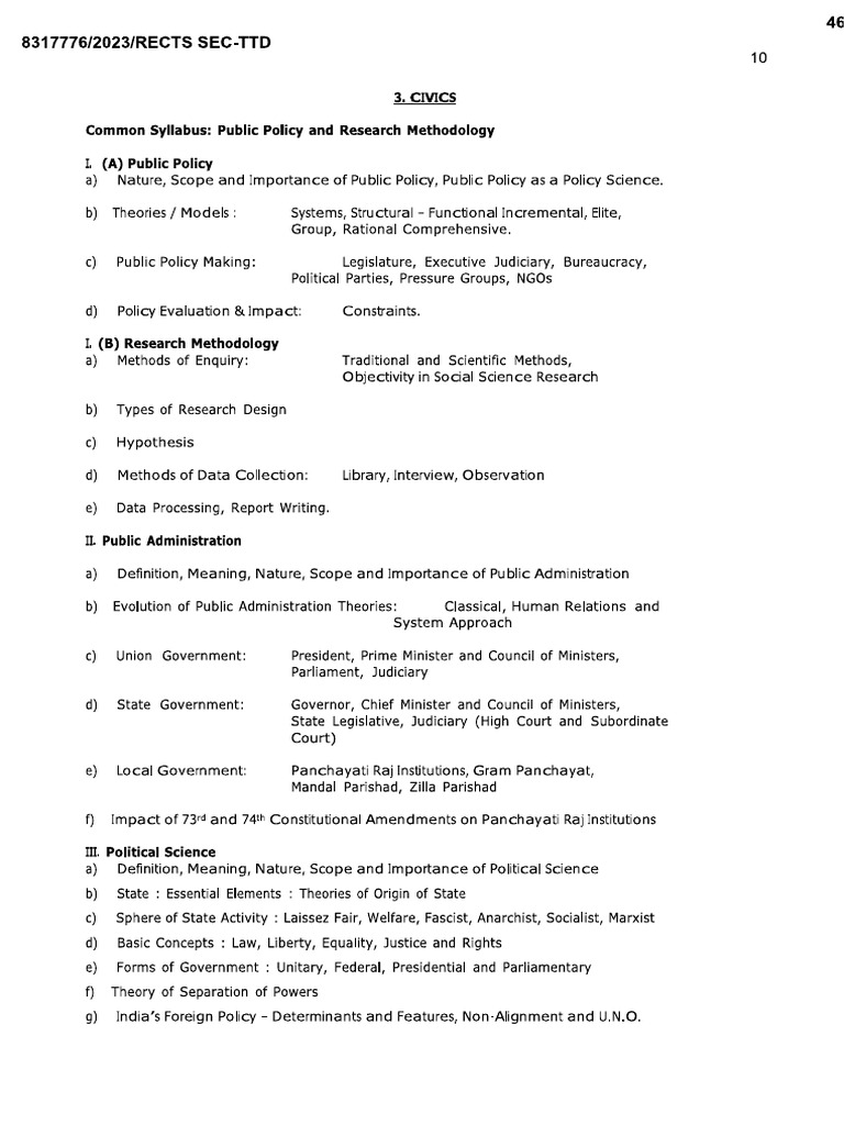 Civics Syllabus | PDF