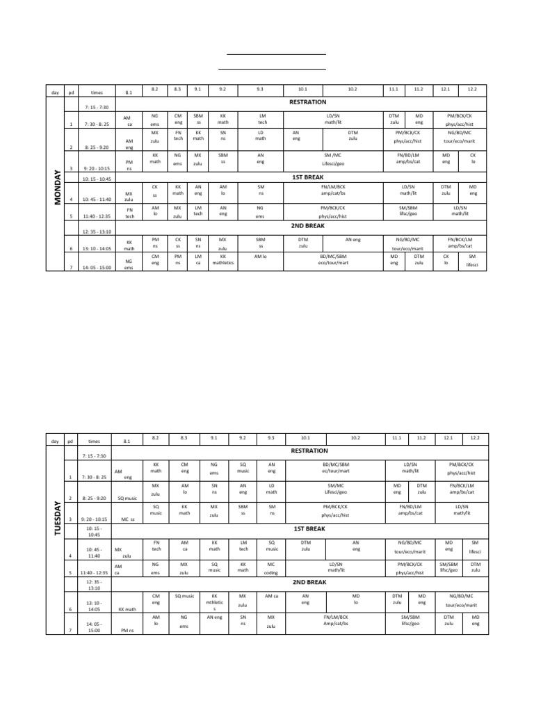 Timetable To Be Used From 05 May 2025 | PDF