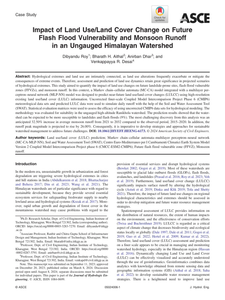 Desai Et Al 2024 Impact of Land Use Land Cover Change On Future Flash Flood Vulnerability and ...