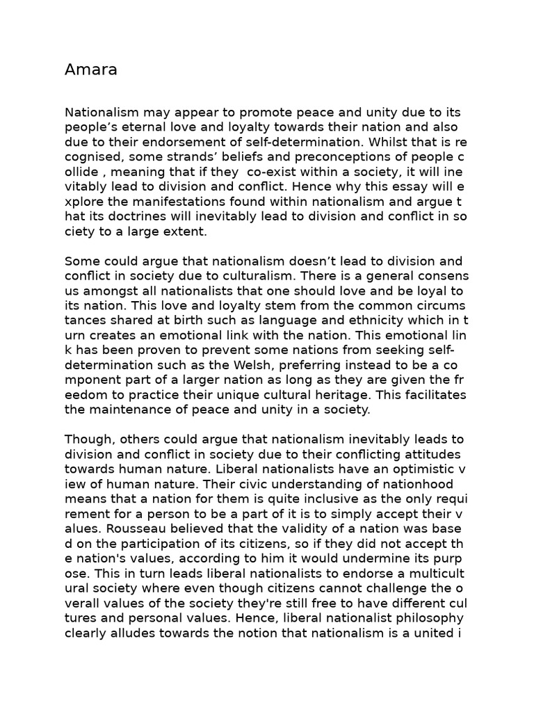 Nationalism Politics Essay | PDF | Nationalism | Nation