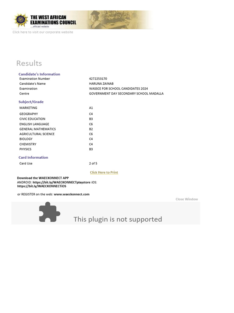 Zainab 1 Waecdirect Online - Results | PDF