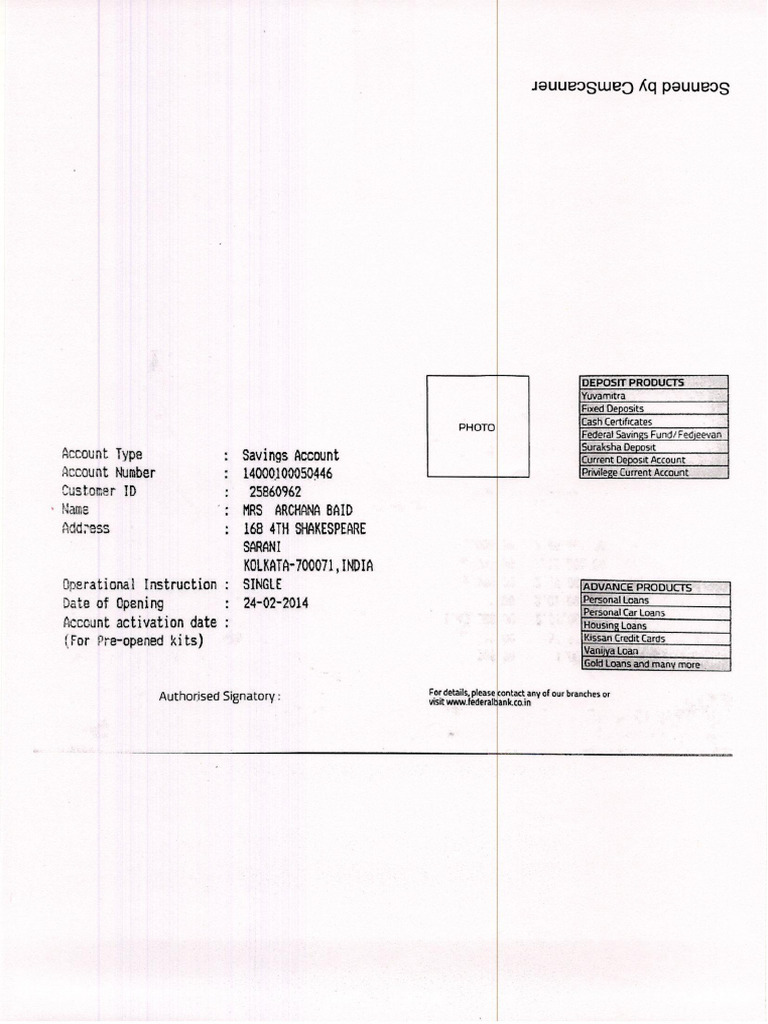 Archana Baid Bank Passbook Cover | PDF