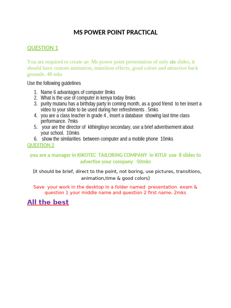 MS Power Point Practical | PDF